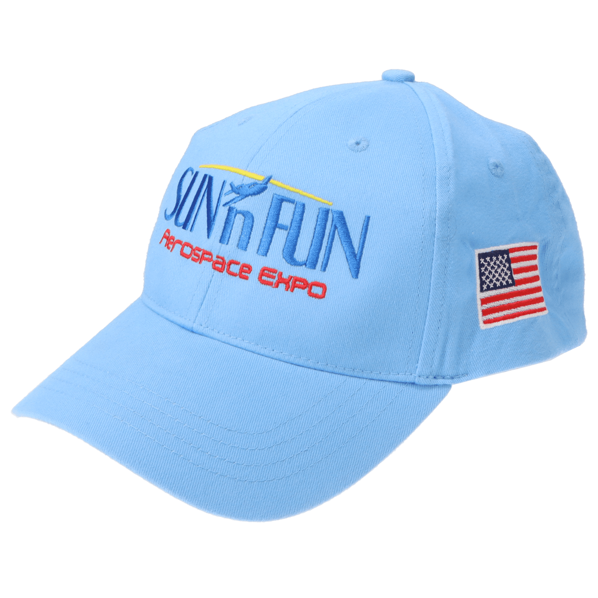 SUN 'n FUN Baby Blue Unstructured Cap w/American Flag Color Embroidery ...